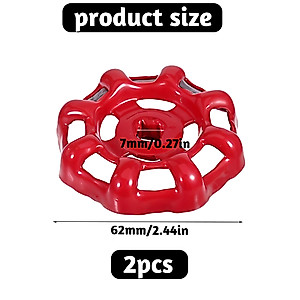 Piriuuo 2 Pcs Outdoor Faucet Handle, 7x7mm Hose Bib Handle Round Wheel Water Valve Handle Square Stem Faucet Handle Replacement Iron Water Spigot Handle (Red)