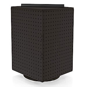 Azar Displays 701414-BLK Rotating Stand, Peg Display Carousel, Four Sided Rack for Jewelry, Accessories, or Crafts, Revolving Displays for Retail, Pegboard Organizer, Black, 14"x14"x20"