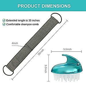 Loofah Back Scrubber, 35.4 Inch Exfoliating Back Scrubber for Bath Shower Scrubber for Men and Women, Luffa Scrubber to Deep Clean Your Skin, with Hair Shampoo Brush and Wall Hook