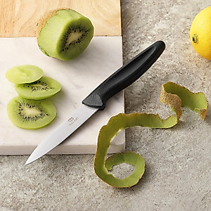 Paring Knife, Kaloo 3.7 inch Small Fruit Knife with Straight Edge, Razor Sharp Kitchen knife, Peeling and Vegetable Knife, German Stainless Steel Pearing Knife with Ergonomic Handle (Black)