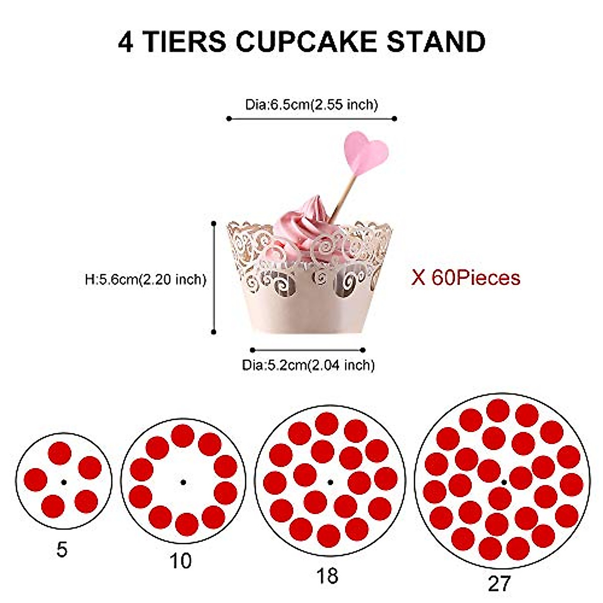 Cupcake Stand, 4-Tier Round Acrylic Cupcake Display Stand Dessert Tower Pastry Stand for Wedding Birthday Theme Party- 15.7 Inches (Transparent)