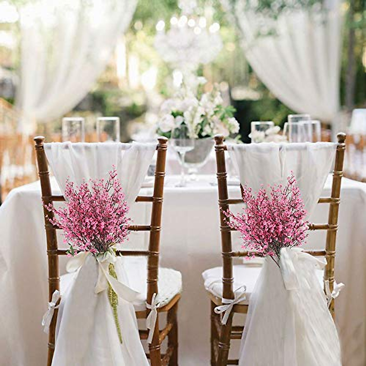 AILANDA 6 Bundles Artificial Flowers Gypsophila Bouquets Pink Valentine's Day Floral Arrangements Baby Breath Bush Real Touch Silk Floral for Wedding Table Centerpieces Party Home Garden Farmhouse