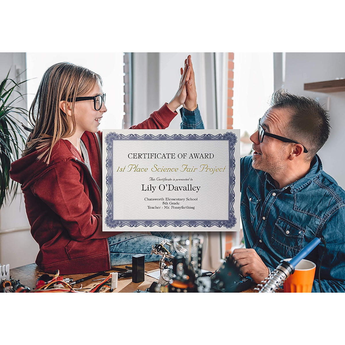 100 Sheet Certificate Paper, Blue Border, Letter Size Blank Paper, by Better Office Products, Specialty Award, Diploma Certificate Paper, Laser and Inkjet Printer Friendly, 8.5 x 11 Inches, 100 Count