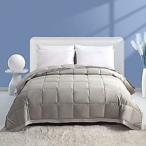 Dafinner Down Blanket Queen Size | Lightweight Summer Cooling Bed Comforter | 750 Fill-Power Feathers & Down Quilt, Noiseless & Extra Soft Thin Duvet Insert with Satin Trim, Gray