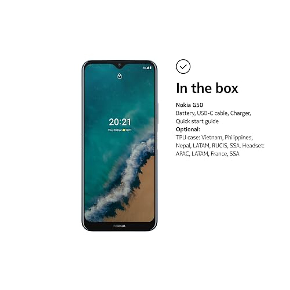 Nokia G50 5G Dual 128GB 6GB RAM Factory Unlocked (GSM Only | No CDMA - not Compatible with Verizon/Sprint) Mobile Cellphone International Version - Blue