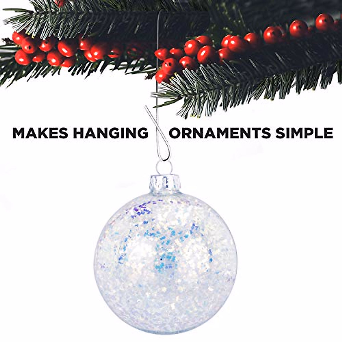 50 Pack Christmas Ornament Hooks – Great Ornament Hangers for Christmas Tree Decoration (Silver)