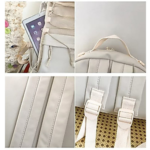 HCOOLE Kawaii Backpack with Plush Pendant School Backpack Cute Waterproof Mesh Camping Aesthetic Solid Color Backpack