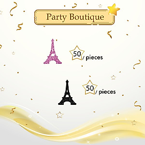 100pcs Eiffel Tower Confetti, Black&Pink Glitter Paris Party Table Confetti, Paris French Theme Party Paper Scatters, Baby Shower/Bridal Shower Party Table Decoration