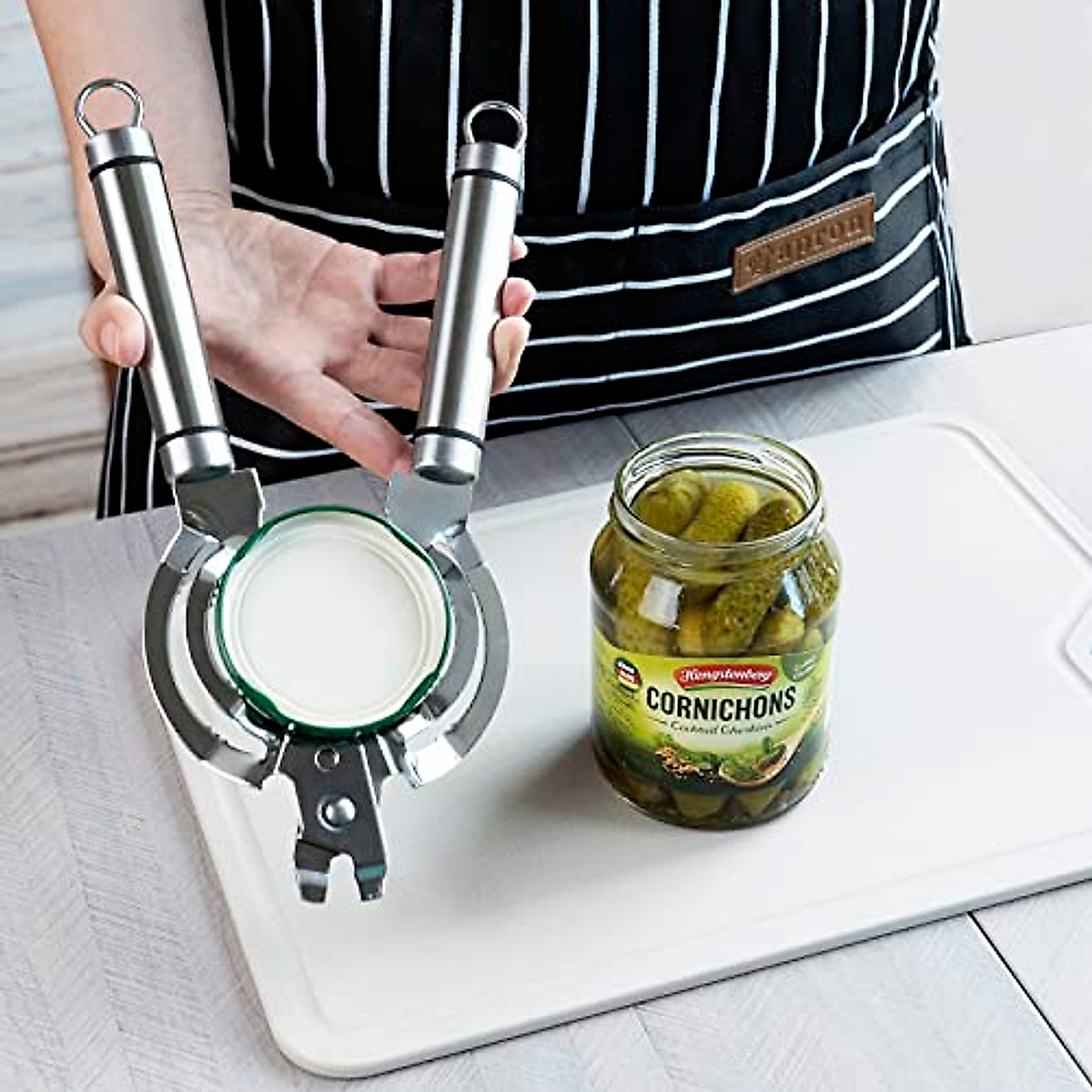 Zoiwdur Jar Opener, Multifunctional Jar Opener for Weak Hands, Stainless Steel Jar Lid Opener, Beer Bottle Opener for Seniors with Arthritis, Children