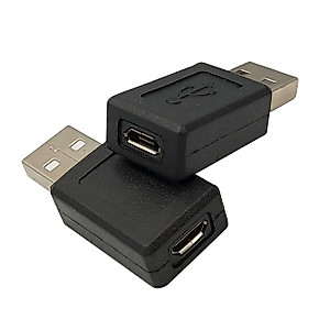 USB 2.0 Male to Micro USB Female Connector Adapter (2 Pack)