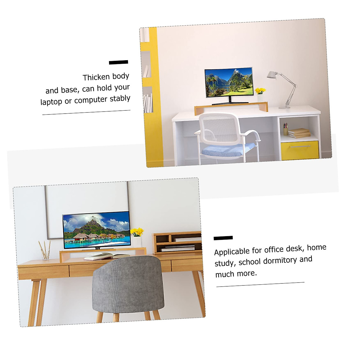 Gatuida Monitor Stand Monitor Height Raiser Bamboo Computer Monitor Riser Adjustable Computer Stand Desk Laptop Mount Desk Riser Shelf Computer Riser Stand Monitor Shelf Wooden Desktop