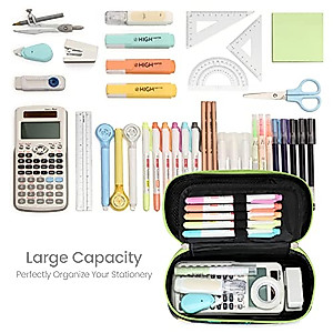 Cambond Big Capacity Pencil Case, Cute Pencil Case for Boys Kids, Multi-slot Large Storage Pencil Pouch Pen Case Organizer for School, Black Dinosaur