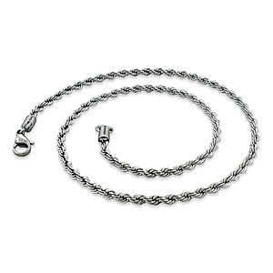 SILVERCLOSEOUT Stainless Steel Twisted French Rope Chain Mens & Womens Unisex Necklace Jewelry Making Chains DIY 2.0MM 20in