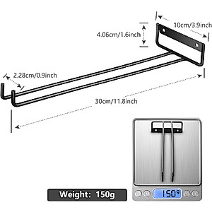11.8 Inch Wine Glass Rack,Wine Glass Rack Under Cabinet Stainless Steel Stemware Rack - Hanging Stemware Holder for Cabinet Kitchen Bar 4 Pack Black