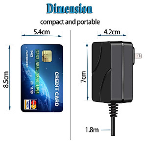 VHBW AC Adapter Power Cord for Audio-Technica AT-LP60X-BK, AT-LP60X-BW, AT-LP120XUSB-BK Direct-Drive Turntable Record Player 12V Charger Power Supply 5.9ft