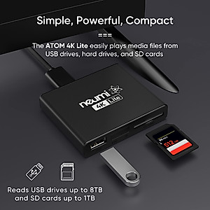 NEUMI Atom 4K Lite Ultra-HD Digital Media Player with Motion Sensor and Push Button Trigger Bundle, Plays 4K/UHD Videos from USB Drives and SD Cards, HEVC/H.265, HDMI, Automatic Playback and Looping