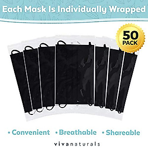 Kids Disposable Face Masks (50 Individually Wrapped Masks), Face Masks Kids Made With with Comfortable Earloops & Adjustable Metal Nose Strip, Premium 4-Ply Childrens Disposable Face Mask