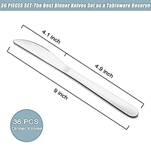 Gymdin 36-Piece Dinner Knives Set, Knife Set (9 Inches), Table Knife, Food Grade Stainless Steel Butter Knives, Knives Silverware for Home/Restaurant/Kitchen, Dishwasher Safe & Mirror Polished