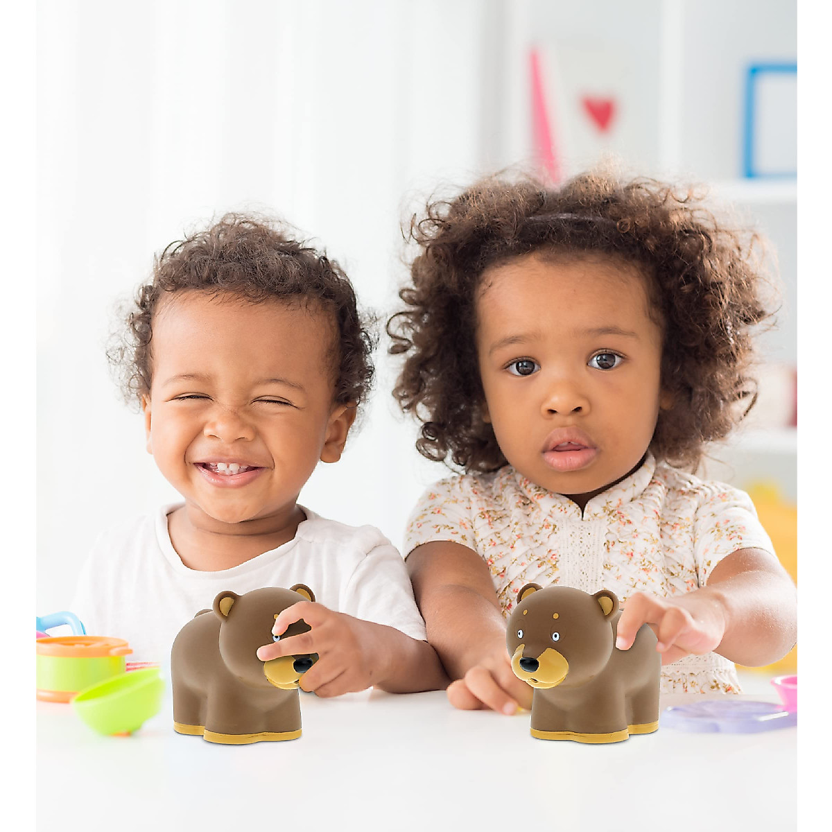 DolliBu Brown Bear Bath Buddy Squirter - Floating Brown Bear Rubber Bath Toy, Fun Water Squirting Bathtime Play For Toddlers Cute & Soft Wild Life Animal Toy For Bathtub, Beach & Pool for Girls & Boys