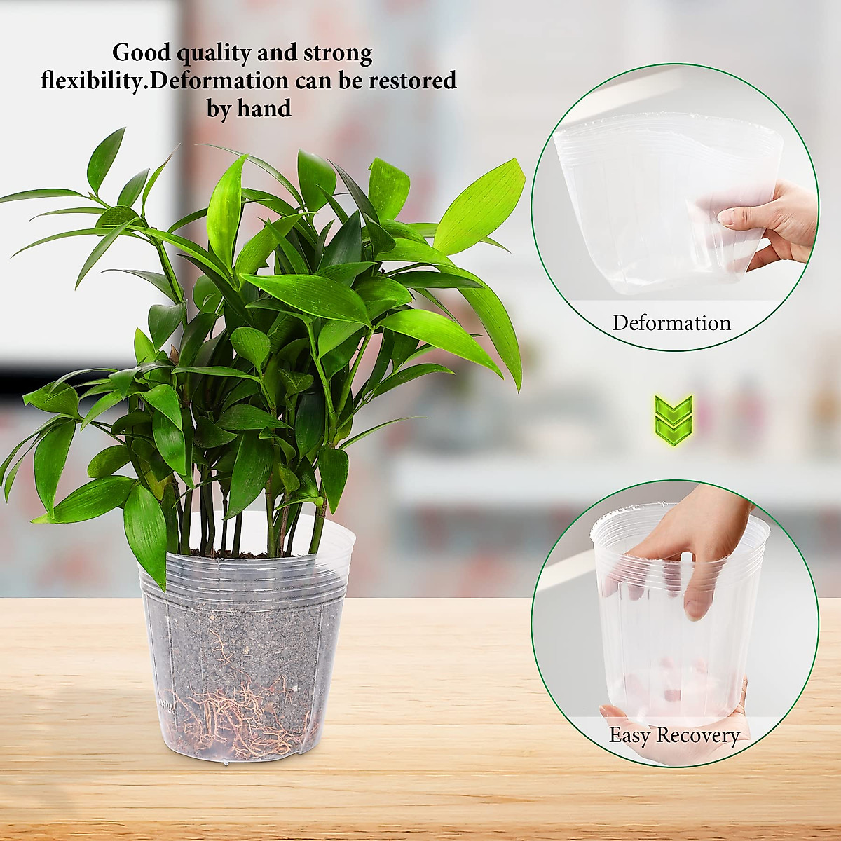 UPINS Clear Nursery Pots 40 Packs 3/4/5/6 Inches Plant Pots with Drainage Hole Seedling Transparent Plastic Gardening Pots Durable Seed Starter Pots Reusable for Plants Vegetables