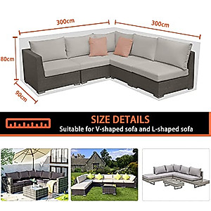 Enzeno Patio V-Shaped Sectional Sofa Cover, Waterproof Outdoor Sectional Cover,Heavy Duty Garden Furniture Cover with Air Vent 118" L (Each Side) x 33.5" D x 31" H