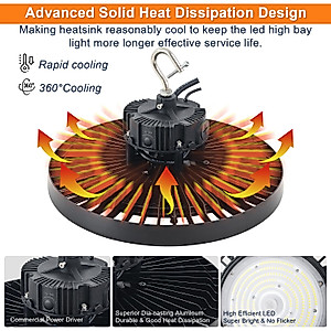 480V UFO LED High Bay Light 150W 120W 100W Adjustable, 5000K Daylight High Bay LED Shop Lights (500W MH/HPS Equiv.), 0-10V Dimmable Commercial Bay Lighting for Warehouse Factory, IP65 AC 277-480V