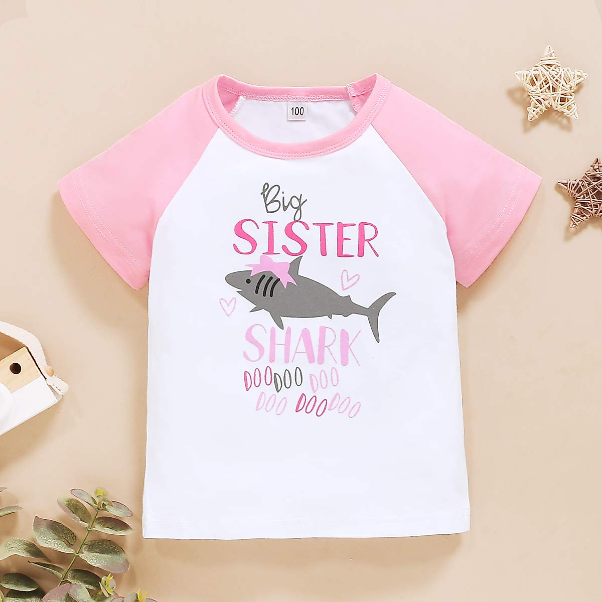 Sibling Shark Shirts for Baby Toddler Boys and Girls T-Shirt Matching Big Sister Little Brother T (2-3 Years, Big Sister Shark T-Shirt)