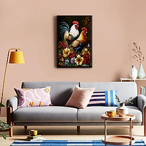 WEASYYDS Diamond Painting Kits Floral Roosters Flower Chicken Diamond Painting Art for Beginners Full Round Drill Diamond Art for Wall Decor Gift (8x10inch)