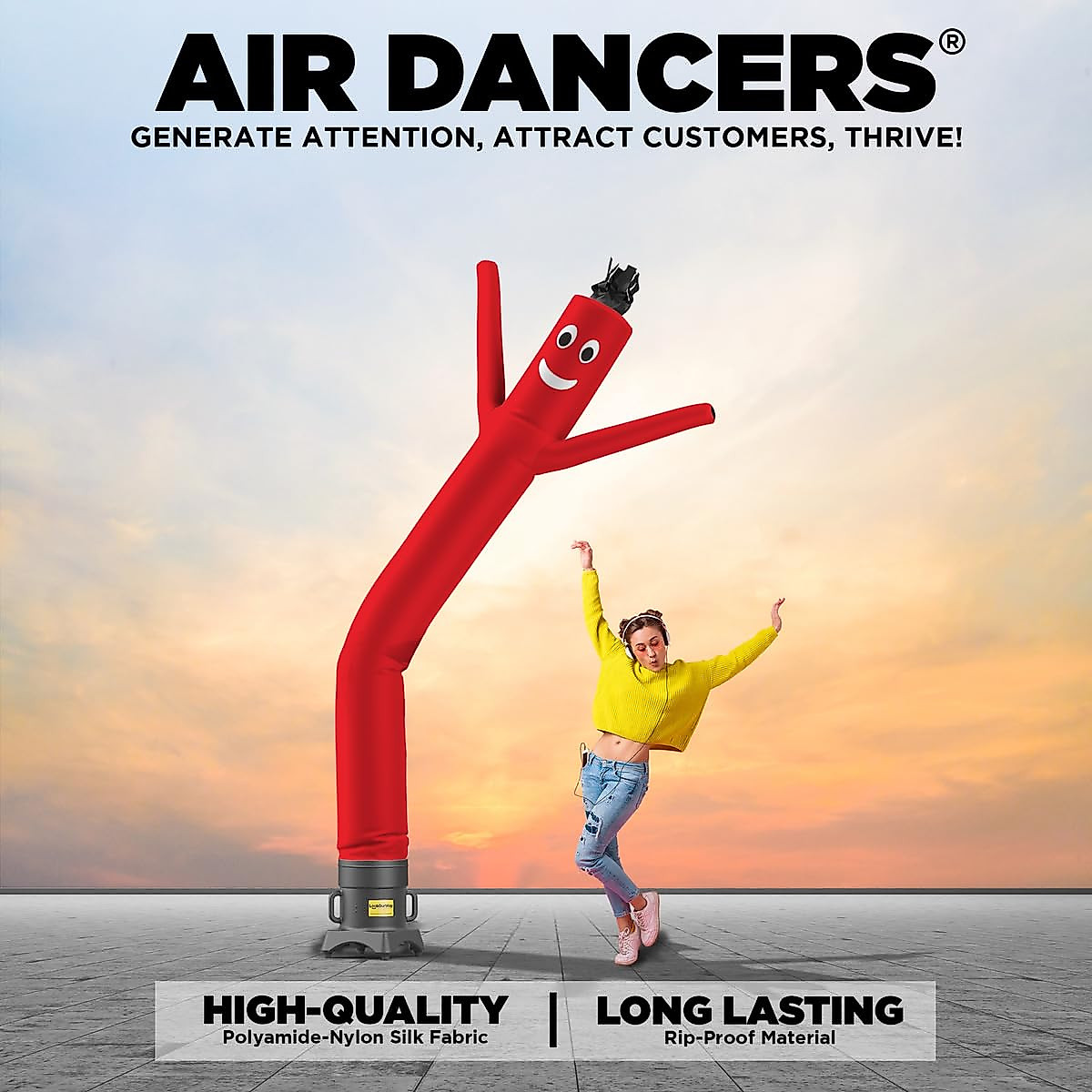 LookOurWay Air Dancers Inflatable Tube Man Attachment - 10 Feet Tall Wacky Waving Inflatable Dancing Tube Guy for Business Promotion (Blower Not Included) - Red