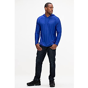 DEVOPS Men's 3 Pack Hoodie Long Sleeve Fishing Hiking Running Workout T-shirts (Small, Black/Blue/Red)