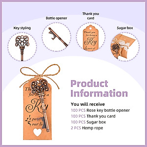 100 pieces retro Hollowed out skeleton Key Bottle opener Wedding gift wedding party return gift to guests