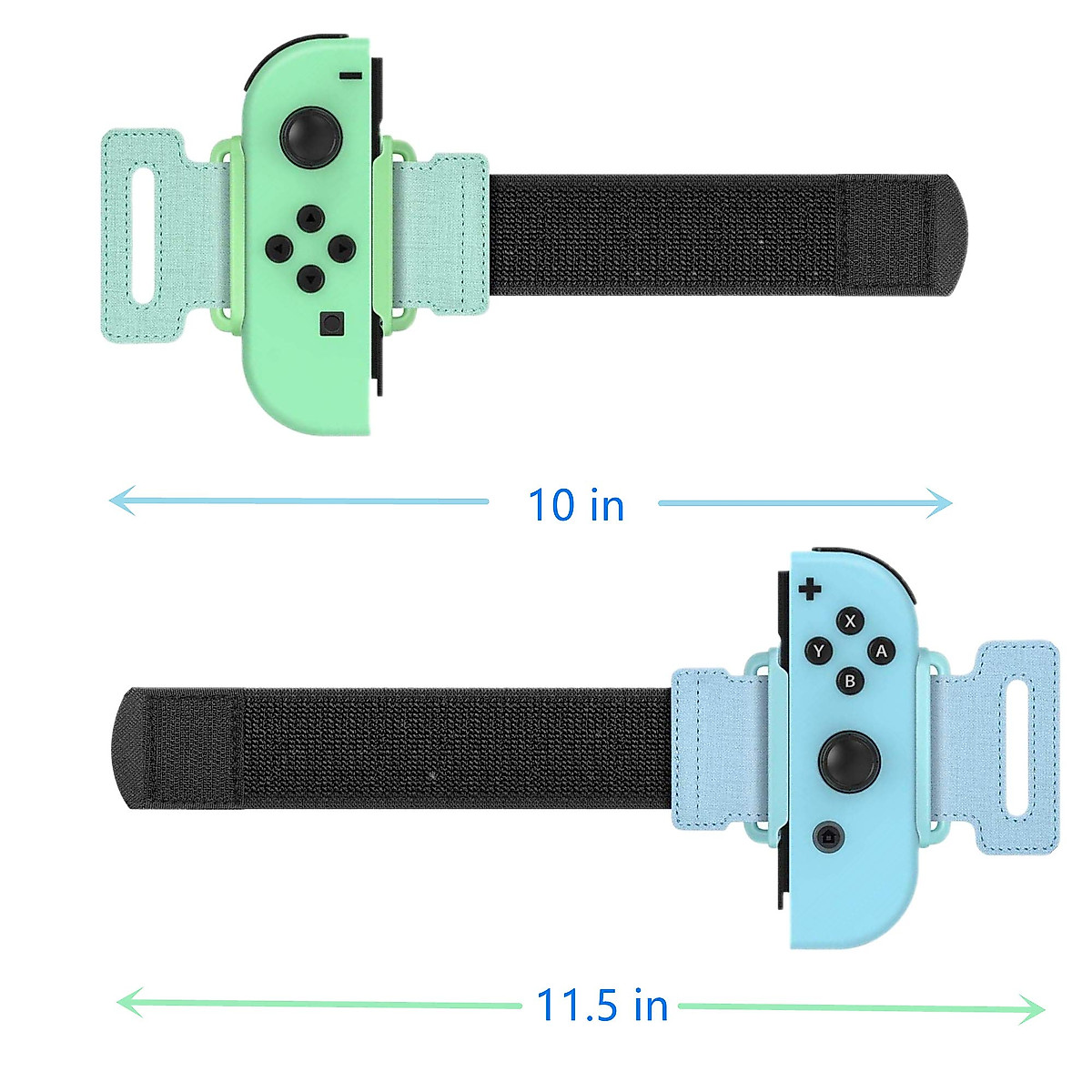 FANPL Upgrade Wrist Bands Compatible with Dance 2025/2024/2023/2022, Adjustable Elastic Strap for Switch & OLED JoyCon Controller, Fit for Adults & Children,2 Pack (for Animal Crossing Blue & Green)