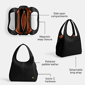 COACH Polished Pebble Leather Lana Shoulder Bag, Black
