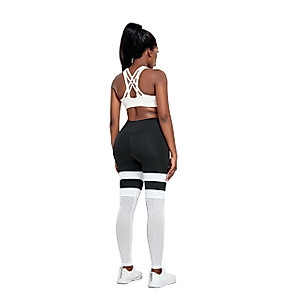 CROSS1946 Scrunch Butt Lift Leggings for Women Workout Yoga Pants Ruched Booty High Waist Seamless Leggings Compression Tights (#C-Black-Striped,S)
