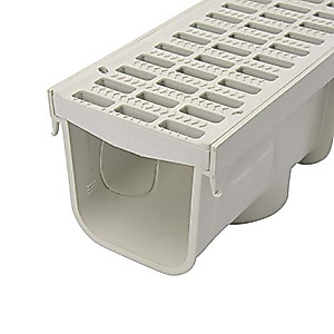 NDS 5 in. Pro Series Drain Kit, 5-1/2 in. X 39-3/8 in. Deep Profile Channel, End Caps/Outlet, Gray Plastic Grates
