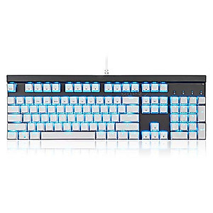 Teerwere Gaming Keyboard USB Wired 104 Key RGB Backlit Mechanical Gaming Keyboard Blue/Red Switch Aluminum Alloy Plate Mechanical Gaming Keyboard (Color : White, Size : Blue Switch)