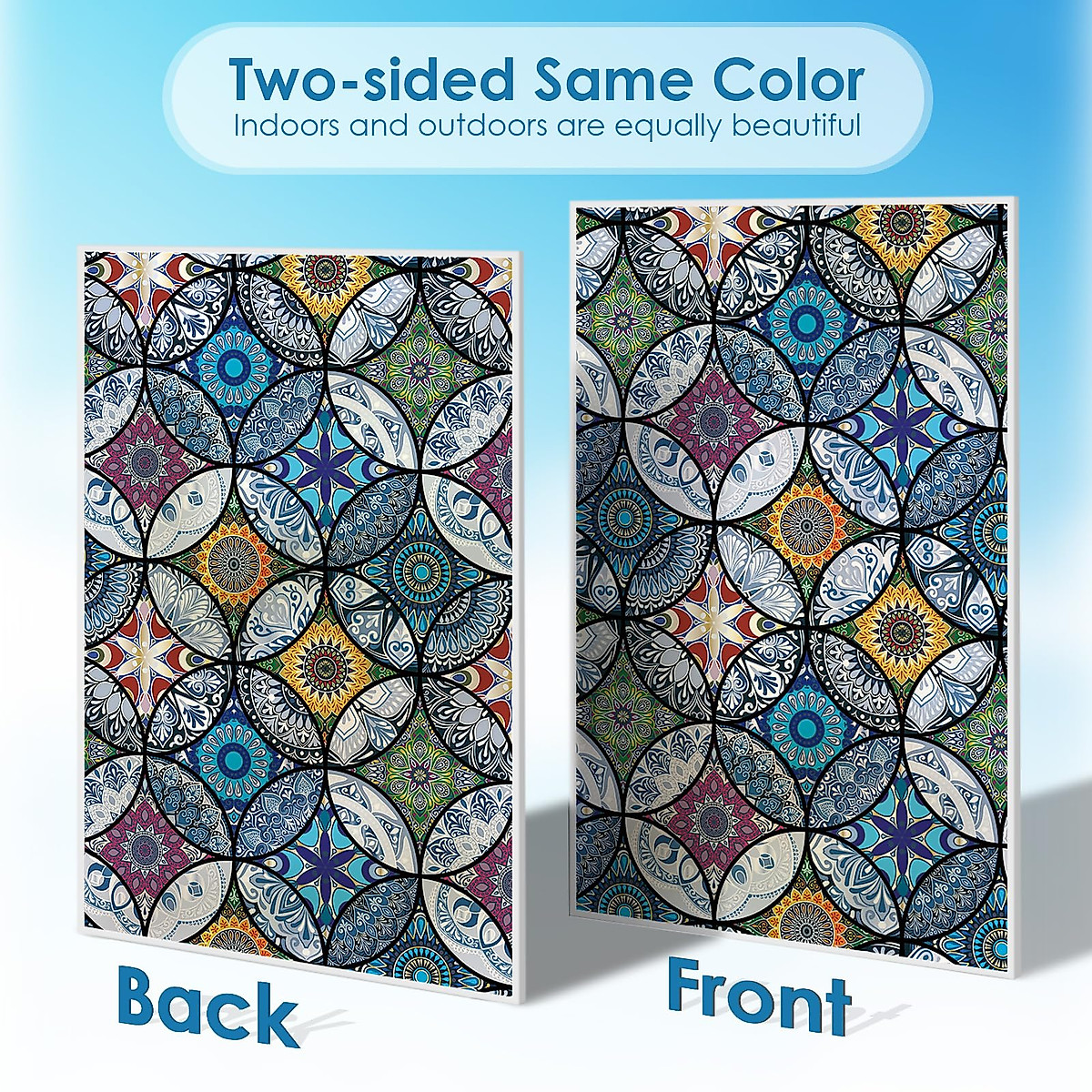 DKTIE Static Cling Decorative Window Film with Installation Tools Non Adhesive Privacy Film Stained Glass Window Film for Bathroom Shower Door Heat Cotrol Anti UV 17.7 x 78.7 Inch