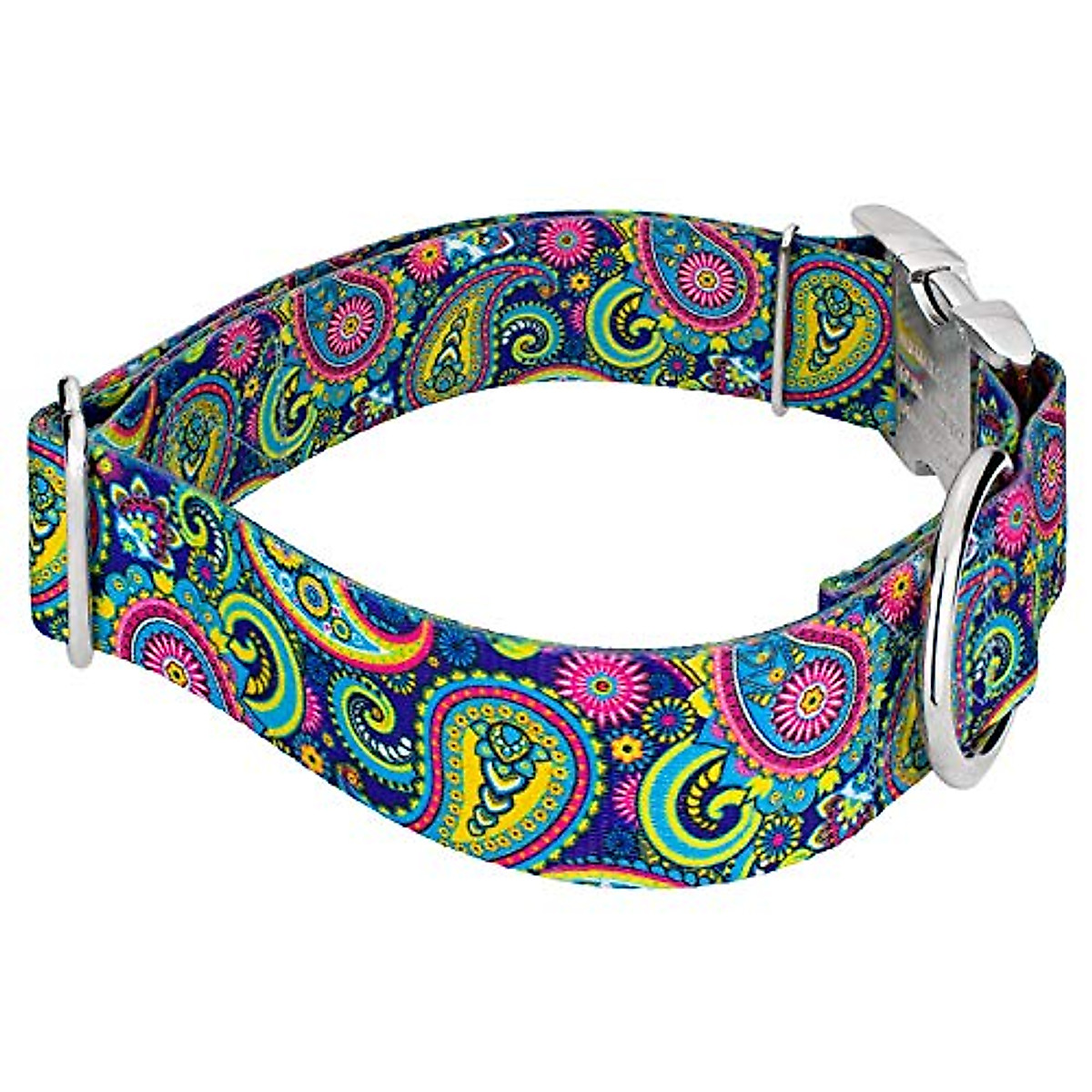 Country Brook Petz - 1 1/2 Inch Premium Bright Paisley Dog Collar, Large