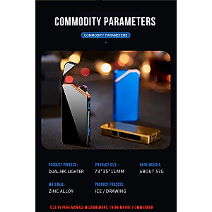 Electric Lighter Dual Arc Lighter USB Rechargeable Lighters for Smoking Windproof Flameless Butane Free Lighters for Candle with LED Battery Indication… (red)