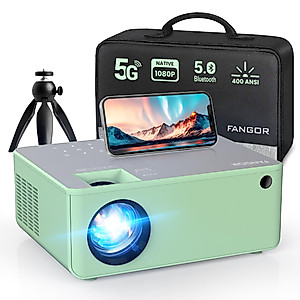 FANGOR 1080P HD Projector, WiFi Bluetooth Projectors, Max 230” Projection Screen Portable Home Theater Video Movie Proyector With Tripod, Compatible with HDMI, USB, Laptop, iOS & Android Phone