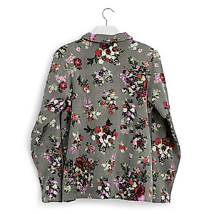 Vera Bradley Women's Snap Collar Fleece Pullover Sweatshirt With Pockets, Hope Blooms, Extra Large