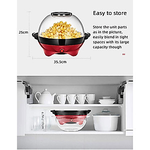 Automatic Stirring Popcorn Maker Popper, Electric Hot Oil Popcorn Machine with Measuring Cap & Built-in Reversible Serving Bowl, Great for Home Party Kids-1