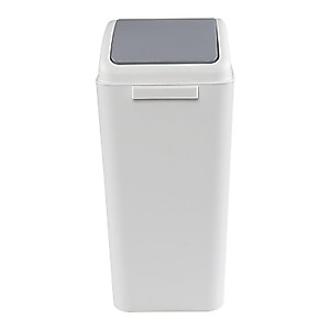 Nicesh 2.6 Gallon Swing Top Trash Can, 10 L Plastic Garbage Can with Swing Lid (Grey)