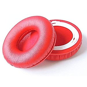 Learsoon Replacement Solo 1 Wired Earpads Ear Cushion Compatible with Monster Beats by Dr.Dre Wired Solo 1.0 Solo HD On-Ear Headphones (Red)