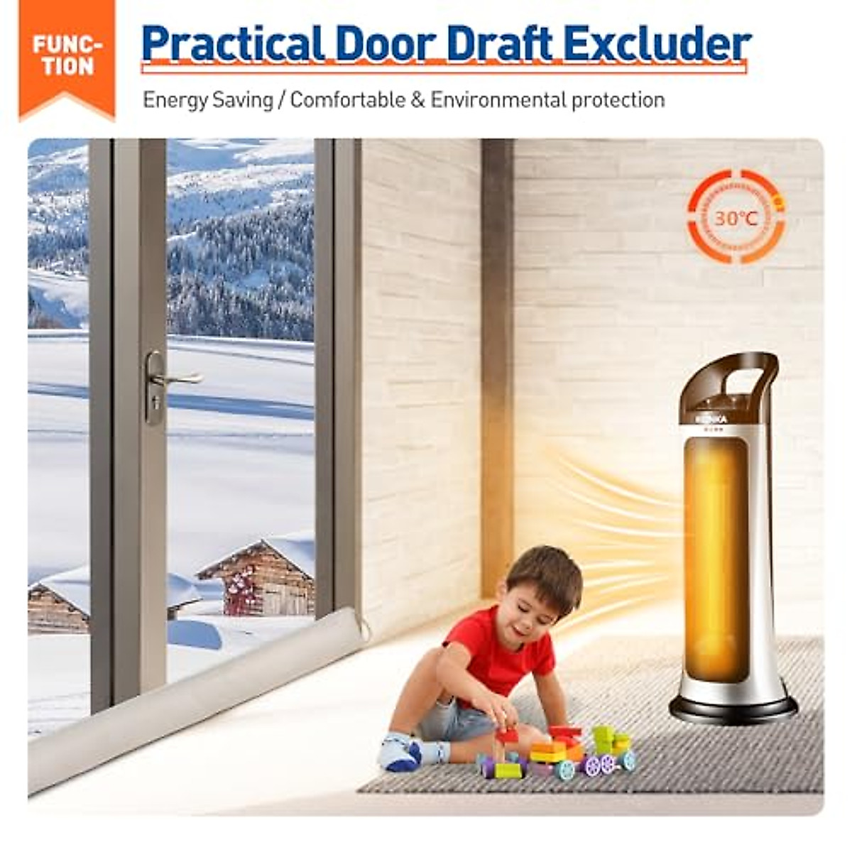 MAGZO Door Draft Stopper 36 Inch-Beige, Under Door Draft Blocker Air Stopper Door Bottom Insulation Snake Draft Stopper