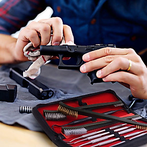 EAmber Gun Cleaning Brushes Picks Kit Set Brass Copper Steel Nylon Stainless Steel Ploymer Pick Set Bristle Brushes (Stainless-Steel)