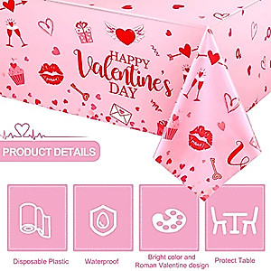 3 Pack Valentine's Day Tablecloth Valentine Tablecloth Valentines Day Party Decoration Plastic Rectangular Love Heart Table Cover Valentines Day Wedding Anniversary Birthday Decor 54 x 108 Inch