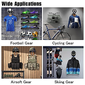 BoldByPIN Helmet Holder Motorcycle Helmet Rack Wall Mount, Solid Wood & Heavy Duty Steel Helmet Wall Mount for Motorcycle/Football/Cycling Skiing/Tactical Gear Wall Hanger