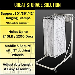 Adir Mobile Blueprint Holder - Blueprint Hanging Rack, Poster Display, Map Organizer Rack, Hanging File Organizer Stand for Office, Home, Jobsites
