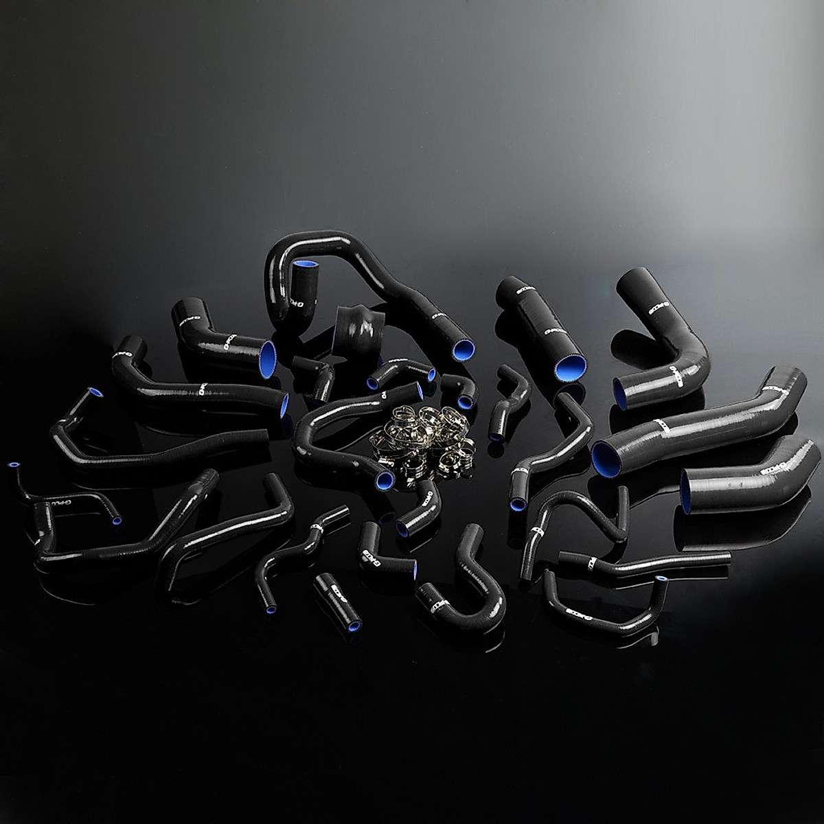 PIT66 Silicone Radiator Hose Kit,Compatible with Toyota Supra MA70 MK3 7M-GT/7MGTE Turbo 3.0L Black with Clamps